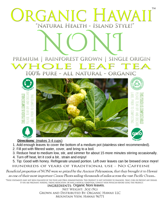 Noni Leaf Tea (Premium whole leaves) | Organic Hawaii